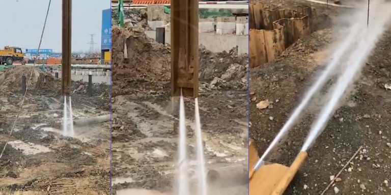 High-pressure water jet-assist pilot hole piling - Pressure Jetter ...